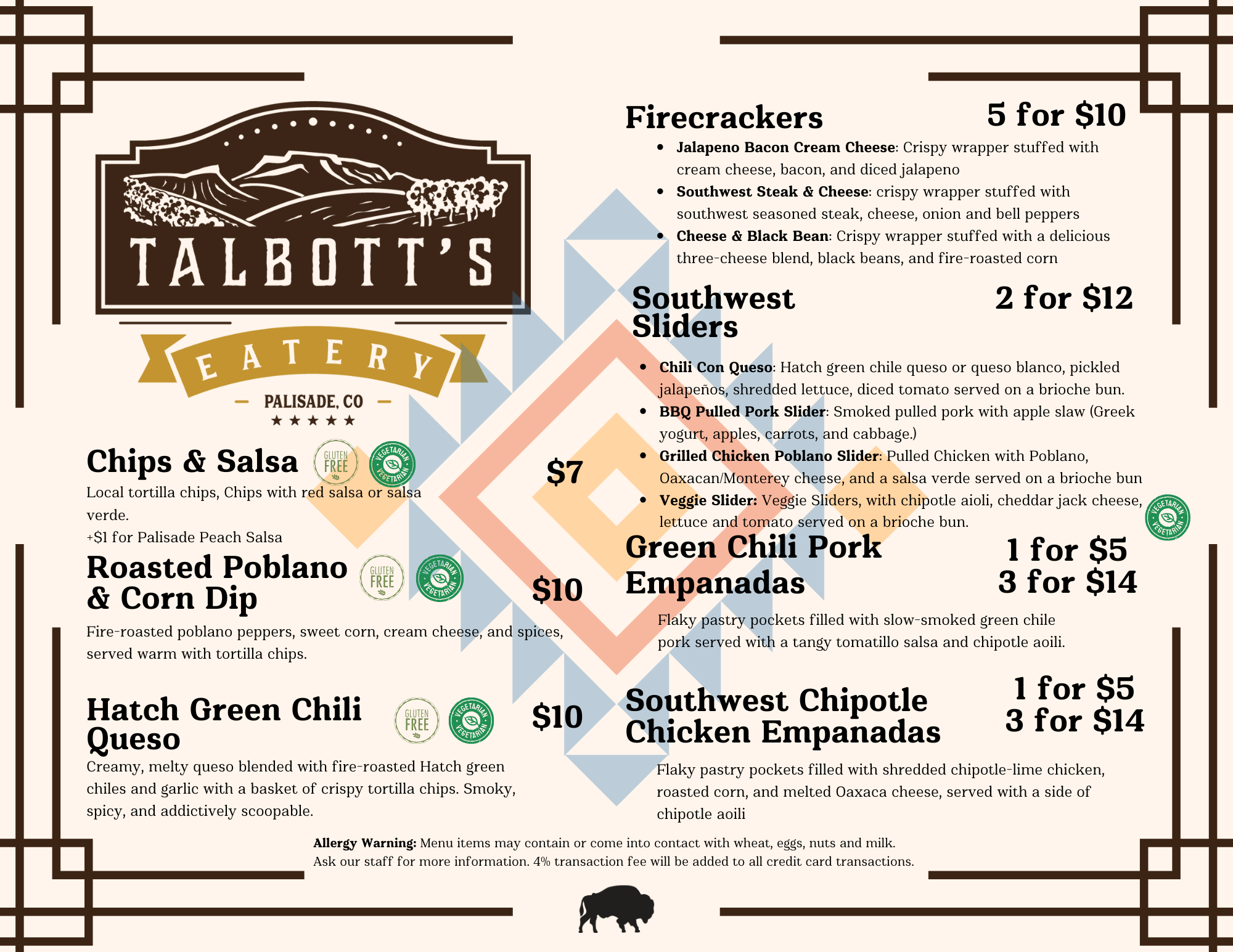 Menu – Talbott's Cider Company
